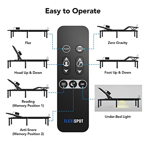 FLEXISPOT S3 Adjustable Bed Frame Base Queen, Wireless, 5 Minutes Quick Assembly, Zero Clearance, Zero Gravity, Whisper Quiet Durable Motor, Mattress Holder, Anti Snore, Best Gift for Family