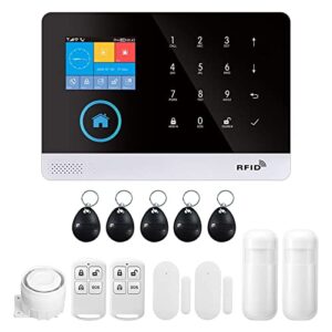 splenssy wifi gsm home alarm security system, 2.4in lcd wireless diy smart home burglar security alarm system 10 piece kit, compatible with alexa google home voice control