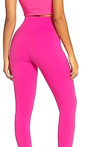 Sunzel Workout Leggings for Women, Squat Proof High Waisted Yoga Pants 4 Way Stretch, Buttery Soft, Hot Pink, Small