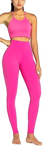 Sunzel Workout Leggings for Women, Squat Proof High Waisted Yoga Pants 4 Way Stretch, Buttery Soft, Hot Pink, Small