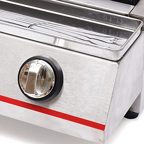 SNKOURIN 3 Burners Gas BBQ Grill,Portable Gas LPG Grill with 3 Independent Switches,Commercial Gas LPG Grill for Outdoor BBQ Benchtop Cooker Stainless Steel