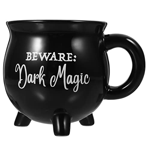 DOITOOL Black Cauldron Mug Coffee Ceramic Cauldron Halloween Decor Halloween Coffee Mug Gift for Halloween Theme Party Favor, Novelty Coffee Mug Cup