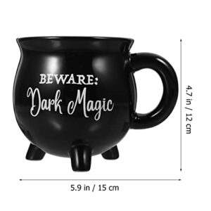 DOITOOL Black Cauldron Mug Coffee Ceramic Cauldron Halloween Decor Halloween Coffee Mug Gift for Halloween Theme Party Favor, Novelty Coffee Mug Cup