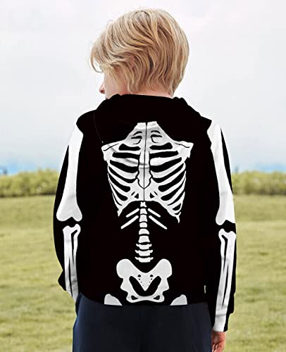 RAISEVERN Boys Girls Hoodies Kids Halloween Skeleton Hoodie Sweatshirts Pullover Hooded 3D Graphics Lightweight Hoody for Autumn Spring 6-16T