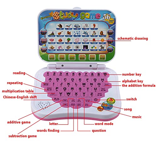 Laptop Touch, Toddler Toys Bilingual Educational Learning Computer, Laptop Toy with Screen for Kids, Toddlers,Educational Computer to Learn ABC, Numbers, Words