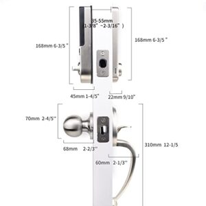 BEBASIA Fingerprint Door Lock with Handles, Keyless Entry Door Lock, Auto Lock & 1 Touch Locking, Anti-Peeping Password, 300 Users, IC Cards, OLED Display Electronic Smart Deadbolt (Satin Nickel)