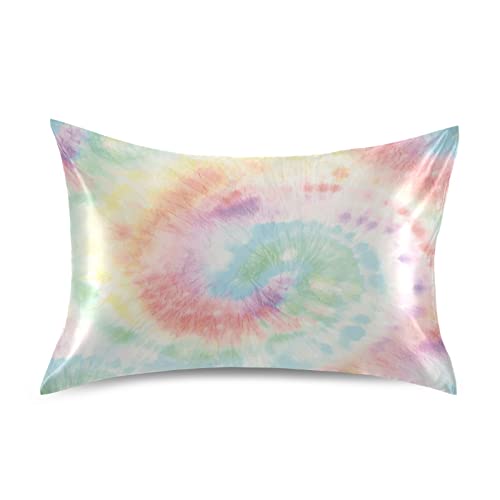 Dalzium Satin Pillowcase for Hair and Skin, Tie Dye Silk Pillowcase Soft and Cozy Body Pillow Covers, Standard Size Satin Pillow Cases with Envelope Closure(20x26 Inch), 1PC