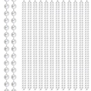 12 pieces faux pearl necklaces, 35inch white fake pearl bead garland, plastic beaded costume jewelry flapper party accessories for wedding bridal shower birthday tea party decorations party favors