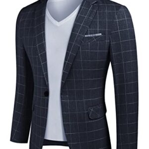 COOFANDY Mens Plaid Sport Coat One Button Regular Fit Blazer Premium Suit Jacket