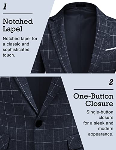 COOFANDY Mens Plaid Sport Coat One Button Regular Fit Blazer Premium Suit Jacket