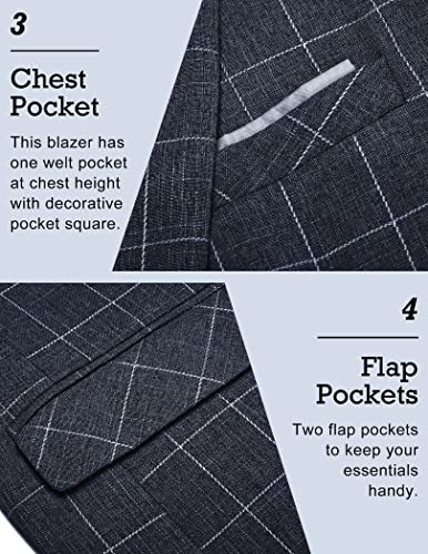 COOFANDY Mens Plaid Sport Coat One Button Regular Fit Blazer Premium Suit Jacket