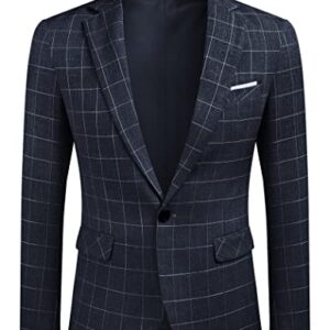 COOFANDY Mens Plaid Sport Coat One Button Regular Fit Blazer Premium Suit Jacket