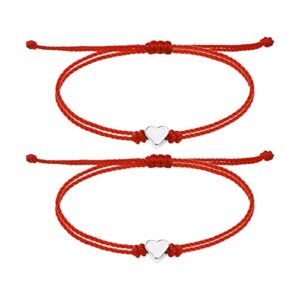 smilebelle red string bracelet red bracelet for protection matching heart bracelets friendship bracelets for teen girls as mother daughter bracelets, couples, sisters and friends bracelet gift