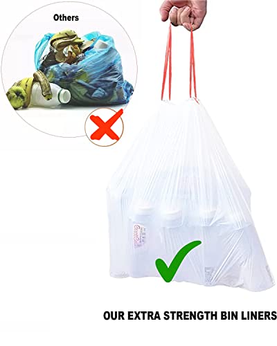 BEIDOU-PAC Trash Bags 13 Gallon Drawstring, 100 Count, Multifold Roll Garbage Bags, Tall Kitchen Trash Bag, Odorless & Extra strength White Plastic Food Scrap Bag for Home Office Bathroom Kitchen Bins