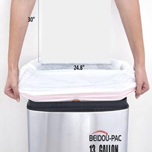 BEIDOU-PAC Trash Bags 13 Gallon Drawstring, 100 Count, Multifold Roll Garbage Bags, Tall Kitchen Trash Bag, Odorless & Extra strength White Plastic Food Scrap Bag for Home Office Bathroom Kitchen Bins