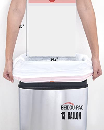 BEIDOU-PAC Trash Bags 13 Gallon Drawstring, 100 Count, Multifold Roll Garbage Bags, Tall Kitchen Trash Bag, Odorless & Extra strength White Plastic Food Scrap Bag for Home Office Bathroom Kitchen Bins