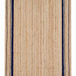 Rugs Hut - 4x6 5x8 6x9 8x10 9x12 10x14 ft. Natural Jute Rug Boho Decor Rug Handwoven Hemp Rug Bohemian Jute Area Rug Braided Rug Custom Size Rug Decorative Rug (Brown + Black, 4x6 feet Jute Rug)