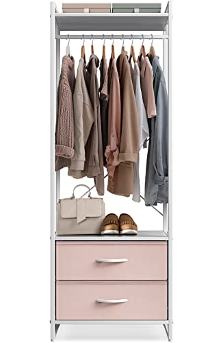 Sorbus Premium Cothing Rack with Drawers - Heavy Duty Wardrobe Closet with Metal Frame & Wooden Top - 70Inch Tall Garment Rack- Lightweight Freestanding Coat Closet - Multipurpose for Hallway, Bedroom