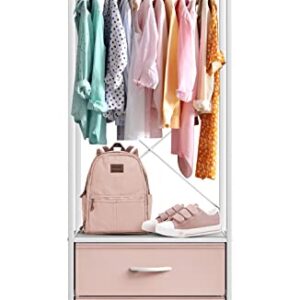 Sorbus Premium Cothing Rack with Drawers - Heavy Duty Wardrobe Closet with Metal Frame & Wooden Top - 70Inch Tall Garment Rack- Lightweight Freestanding Coat Closet - Multipurpose for Hallway, Bedroom