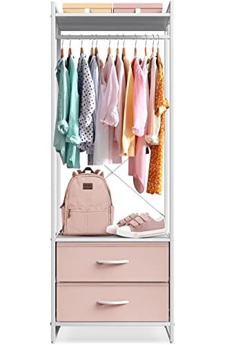 Sorbus Premium Cothing Rack with Drawers - Heavy Duty Wardrobe Closet with Metal Frame & Wooden Top - 70Inch Tall Garment Rack- Lightweight Freestanding Coat Closet - Multipurpose for Hallway, Bedroom