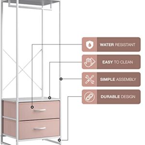 Sorbus Premium Cothing Rack with Drawers - Heavy Duty Wardrobe Closet with Metal Frame & Wooden Top - 70Inch Tall Garment Rack- Lightweight Freestanding Coat Closet - Multipurpose for Hallway, Bedroom