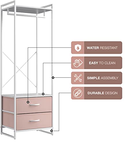 Sorbus Premium Cothing Rack with Drawers - Heavy Duty Wardrobe Closet with Metal Frame & Wooden Top - 70Inch Tall Garment Rack- Lightweight Freestanding Coat Closet - Multipurpose for Hallway, Bedroom