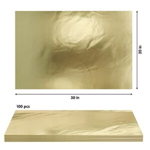 Crown Display Metallic Gold Foil Sheets For Gift Wrapping 100 Sheets I 20 In X 30 In I Gold Foil Sheets For Crafts I Plastic Wrap For Presents I Gift Bag Filler I Gift Basket Wrap I Gold Foil Wrap