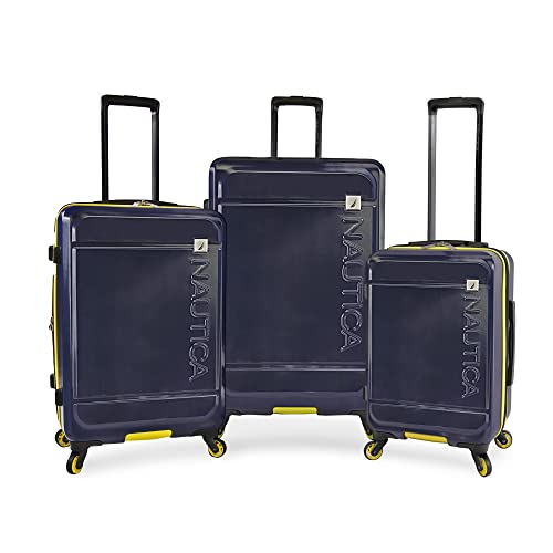 NAUTICA Roadie 3pc Hardside Luggage Set, Navy/Yellow