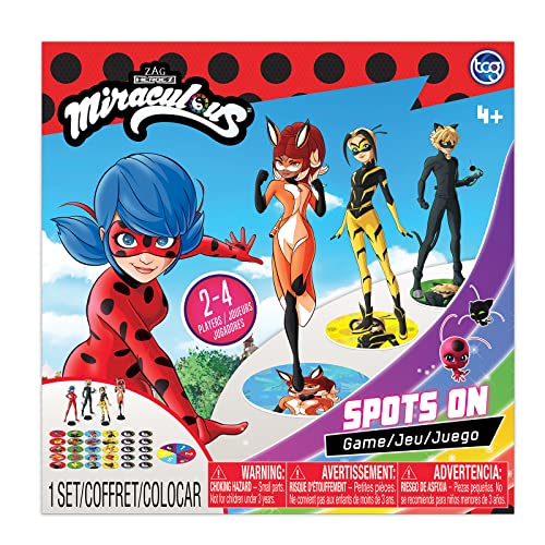 TCG Toys Miraculous Ladybug - Spots On Game - Help Ladybug, Cat Noir, Rena Rogue and Queen Bee Save The City! Great Birthday Gift for Boys and Girls