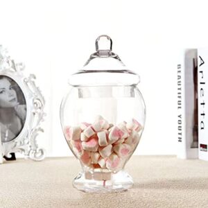 Livejun Glass Apothecary Jars 45 Ounce Decorative Candy Cookie Jars ，Clear Elegant Storage Jar with lids Canisters Sets for the Kitchen Wedding Home Centerpiece Candy Buffet Set of 2