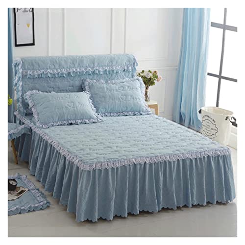 N/A Bed with Elastic Sheets Cotton Imitation Quilted Lace Thickened Bedspread Beding Set Maiden Gril (Color : A, Size : Pillowcase x2 Code)