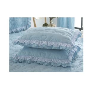 N/A Bed with Elastic Sheets Cotton Imitation Quilted Lace Thickened Bedspread Beding Set Maiden Gril (Color : A, Size : Pillowcase x2 Code)