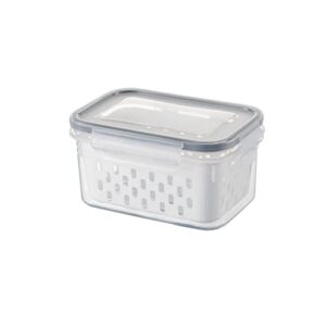 yiser double layer draining basket fresh keeping box kitchen supplies sealed box plastic fresh keeping box refrigerator fruit storage sticky rice basket (d, one size)