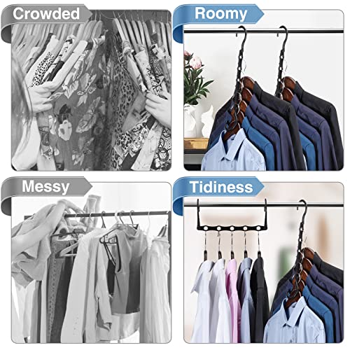 15-Pack-Space-Saving-Hangers Black-Plastic-Clothes-Hangers for Heavy Clothes, Magic-Space-Saving-Hangers College Dorm Room Essentials, Wardrobe Clothes Organizer and Storage