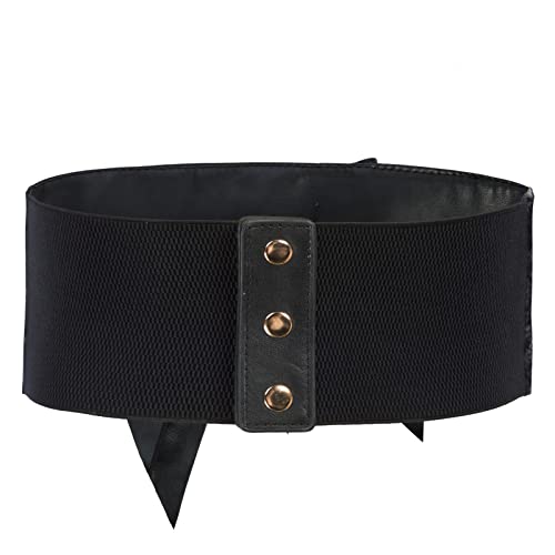 Hanna Nikole Womens Plus Size Stretchy Cinch Belt Snap-Button Corset Belt Black M