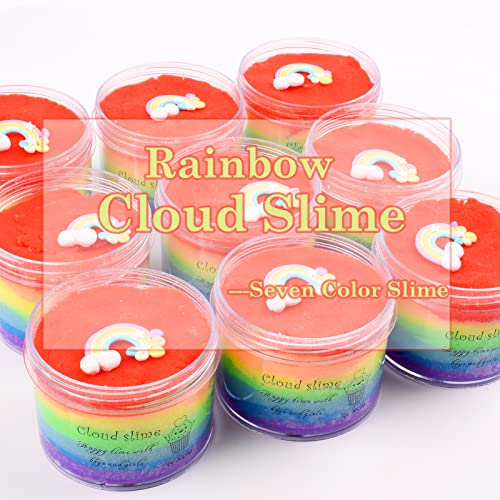 Rainbow Scented Slime, Soft and Non-Sticky, Stress Relief Toy for Girls and Boys, Colorful Cloud for Kids Easter Party Favor