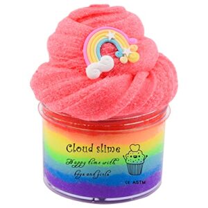 rainbow scented slime, soft and non-sticky, stress relief toy for girls and boys, colorful cloud for kids easter party favor