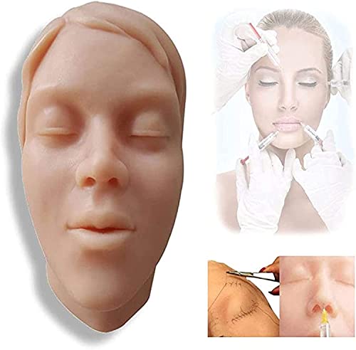 Injection Training Suture Model for Female Bone-containing Silicone Facial Skin Surgery Injection Teaching Model for Esthetician,Mannequin Doll Face Head Practice Training Medical Student, Doctor