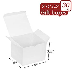 Xxcxpark 30 PCS White Gift Boxes 5x5x3.5 Inches, Decorative Party Favor Kraft Paper Gift Packaging Box with Lid for DIY Crafting, Cube, Cupcake, Kraft Present Boxes for Birthday, Wedding