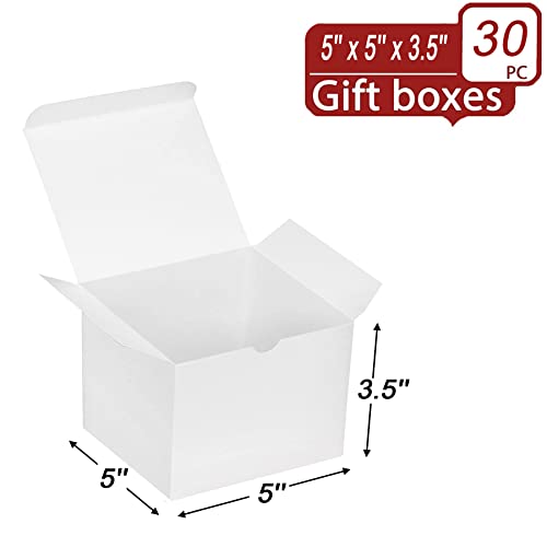 Xxcxpark 30 PCS White Gift Boxes 5x5x3.5 Inches, Decorative Party Favor Kraft Paper Gift Packaging Box with Lid for DIY Crafting, Cube, Cupcake, Kraft Present Boxes for Birthday, Wedding