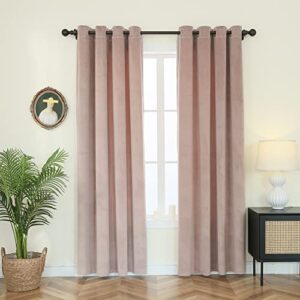 wod famy velvet vintage curtains panels grommet darkening drapes blackout velvet curtains panel for living room bedroom meetingroom club theater patio door52wx63l inch 2 pcs　gray and pink