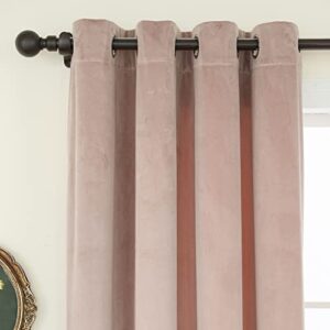 WOD FAMY Velvet Vintage Curtains Panels Grommet Darkening Drapes Blackout Velvet Curtains Panel for Living Room Bedroom Meetingroom Club Theater Patio Door52Wx63L Inch 2 Pcs　Gray and Pink