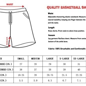 Men's Basketball Shorts Workout Gym Knee Pants with Pockets Athletic Walking Red Square Splicing Shorts M