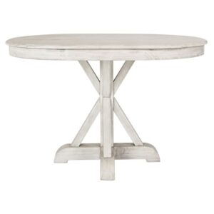 Kosas Home Gerald 47" Oval Solid Pine Wood Dining Table in Sunbleached Ivory