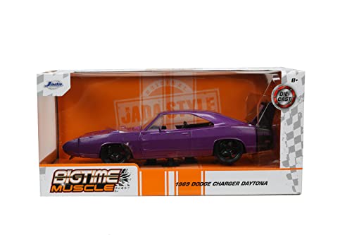 Jada Toys Big Time Muscle 1:24 1969 Dodge Charger Daytona Die-cast Car Purple, Toys for Kids and Adults