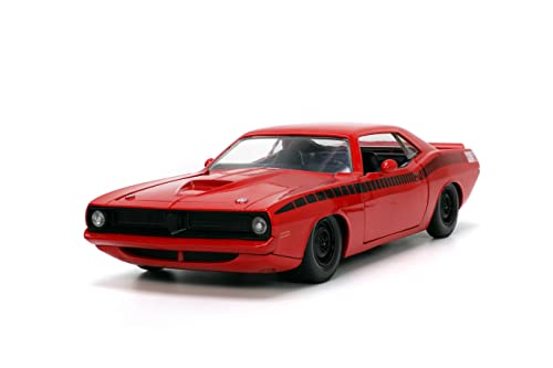 Jada Toys Big Time Muscle 1:24 1973 Plymouth Barracuda Die-cast Car Red/Black, Toys for Kids and Adults