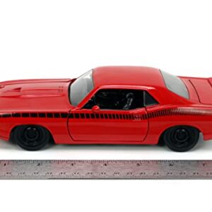 Jada Toys Big Time Muscle 1:24 1973 Plymouth Barracuda Die-cast Car Red/Black, Toys for Kids and Adults