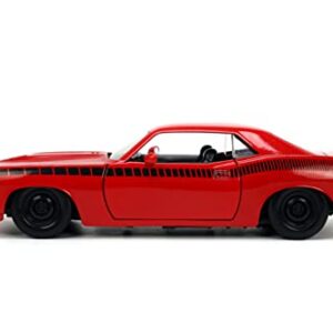 Jada Toys Big Time Muscle 1:24 1973 Plymouth Barracuda Die-cast Car Red/Black, Toys for Kids and Adults