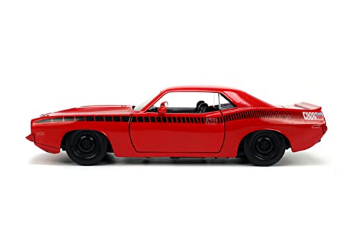 Jada Toys Big Time Muscle 1:24 1973 Plymouth Barracuda Die-cast Car Red/Black, Toys for Kids and Adults