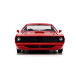 Jada Toys Big Time Muscle 1:24 1973 Plymouth Barracuda Die-cast Car Red/Black, Toys for Kids and Adults